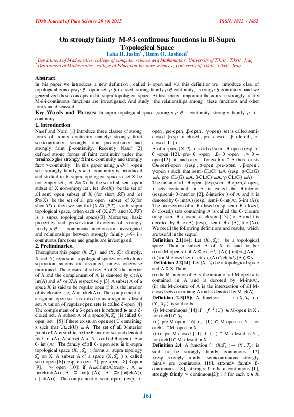 (PDF) Strongly Faintly M-θ-i-Continuous Functions
