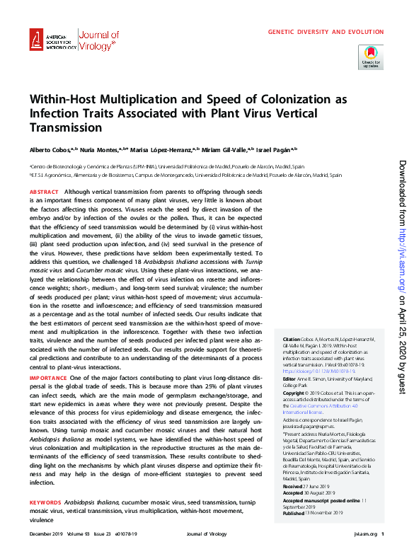 (PDF) Within-host multiplication and speed of colonization as infection ...