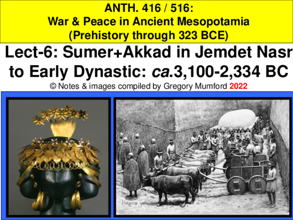 (PDF) Lecture-6 (ppt.): Jemdet Nasr (protoliterate period) and Early ...