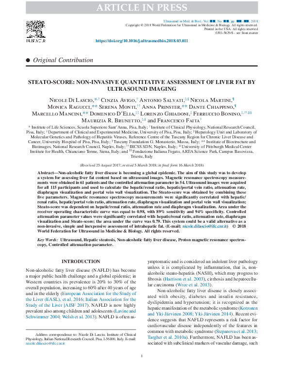 (PDF) Steato-Score: Non-Invasive Quantitative Assessment of Liver Fat ...