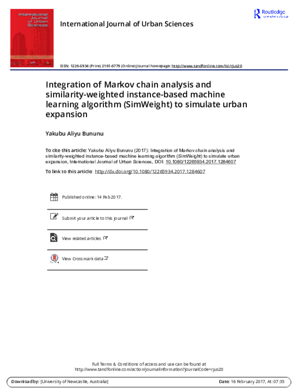 (PDF) Integration of Markov chain analysis and similarity-weighted ...