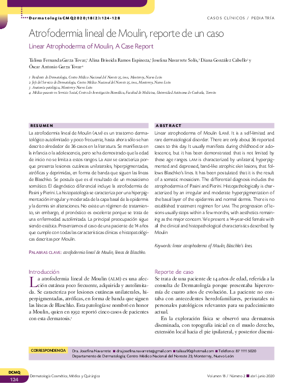 (PDF) Atrofodermia lineal de Moulin, reporte de un caso
