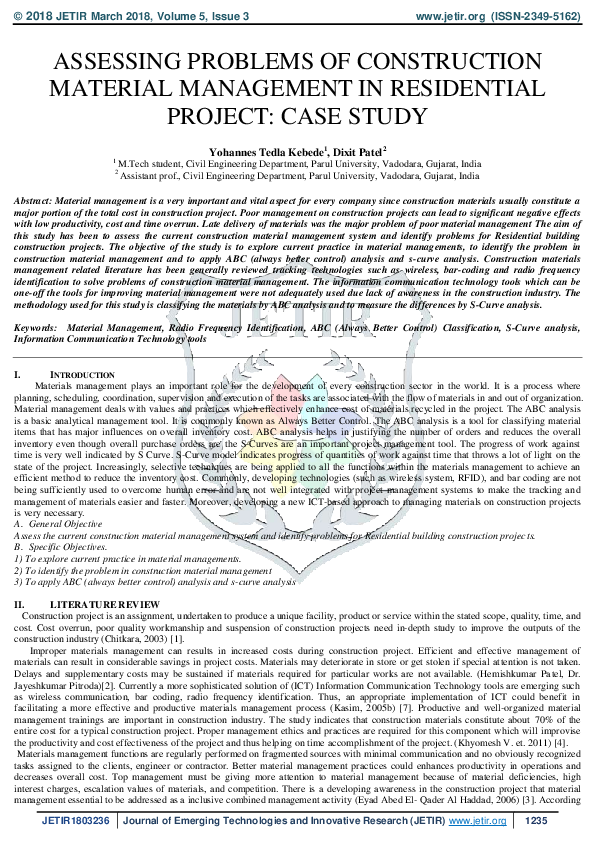 (PDF) Assessing Problems of Construction Material Management in ...