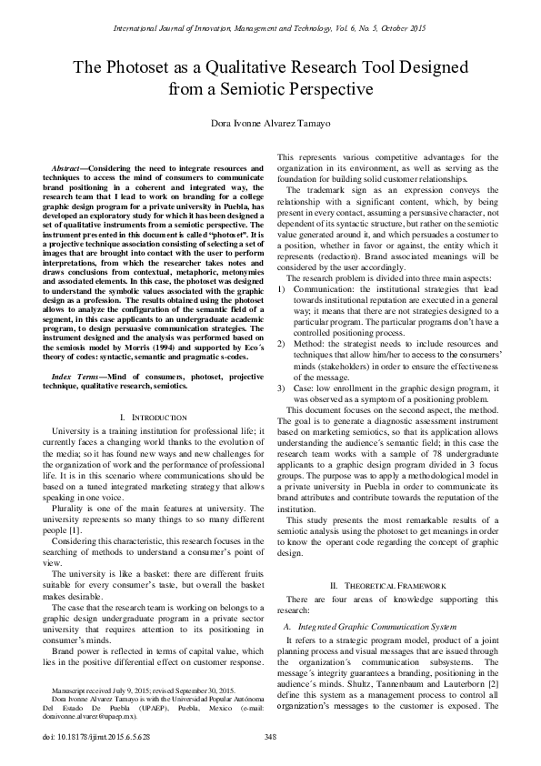 (PDF) The Photoset as a Qualitative Research Tool Designed from a Semiotic Perspective