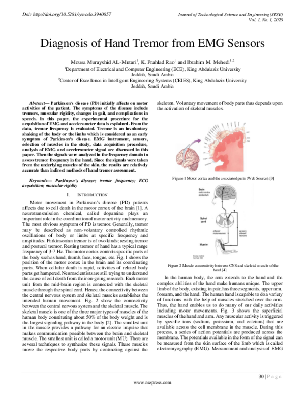 (PDF) Diagnosis of Hand Tremor from EMG Sensors