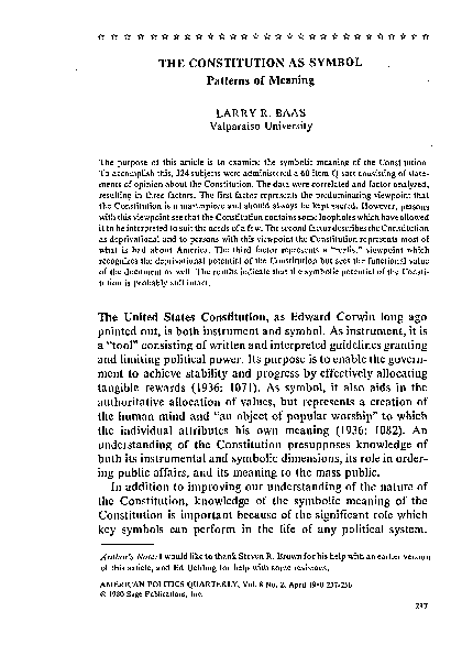 (PDF) The Constitution as Symbol: Patterns of Meaning