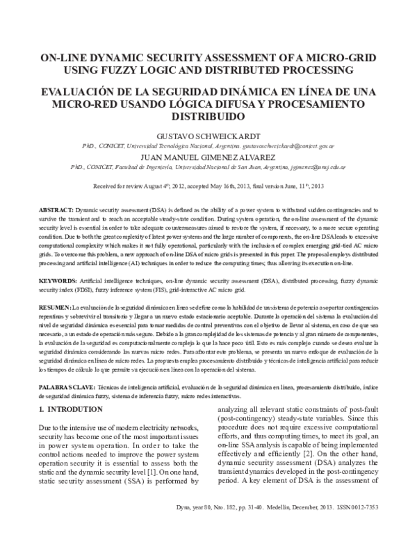 (PDF) Online dynamic security assessment of microgrids before ...