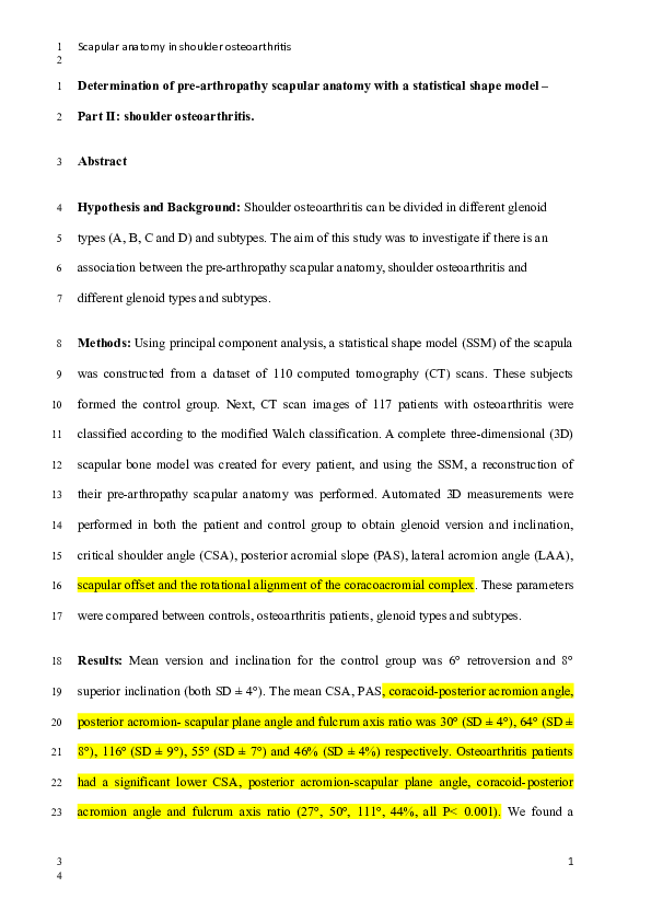 (DOC) Determination of predisposing scapular anatomy with a statistical ...