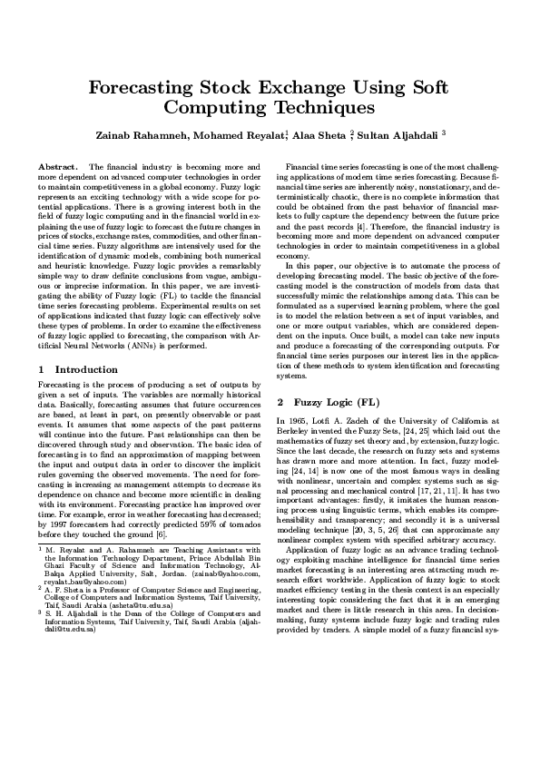 (PDF) Forecasting stock exchange using soft computing techniques