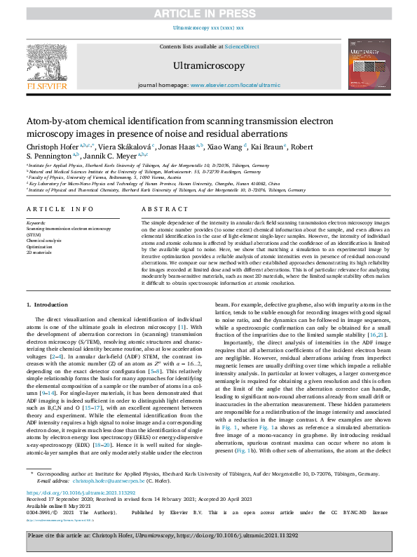 Pdf Atom By Atom Chemical Identification From Scanning Transmission Electron Microscopy Images