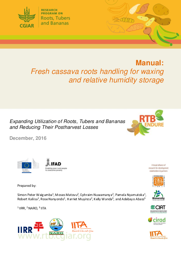 (PDF) Manual: fresh cassava roots handling for waxing and relative ...