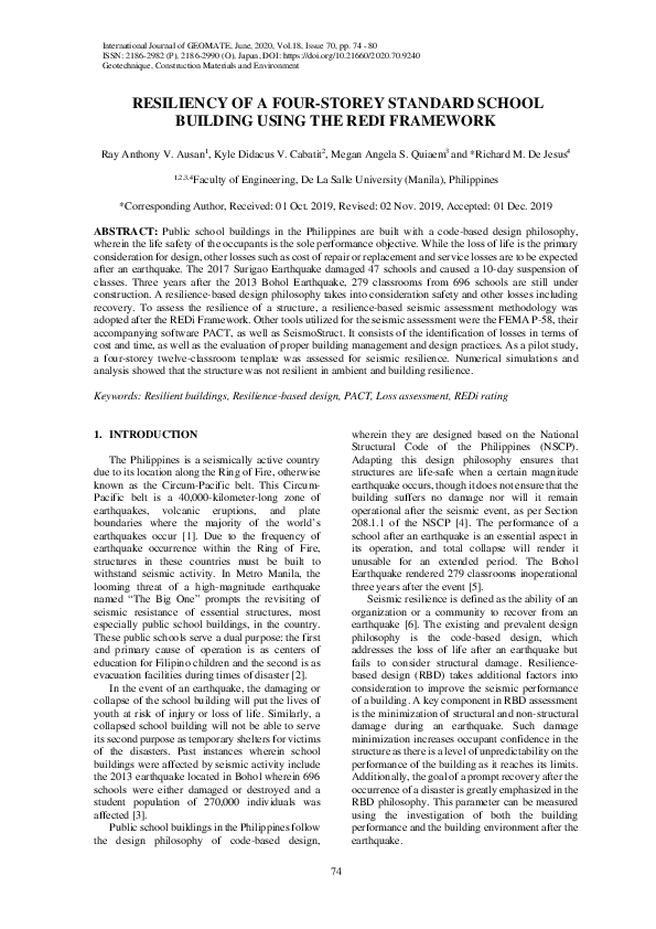 (PDF) Resiliency of a Four-Storey Standard School Building Using the ...