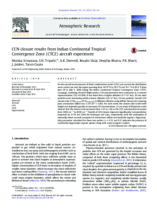 (PDF) CCN closure results from Indian Continental Tropical Convergence ...