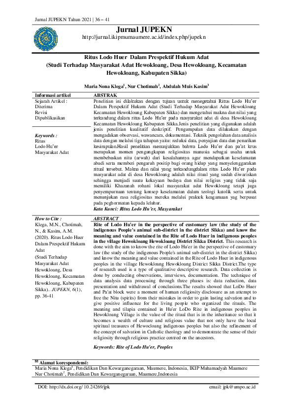 (PDF) Ritus Lodo Huer Dalam Prespektif Hukum Adat