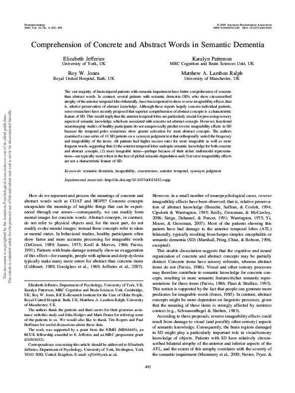 (PDF) Comprehension of concrete and abstract words in autistic children