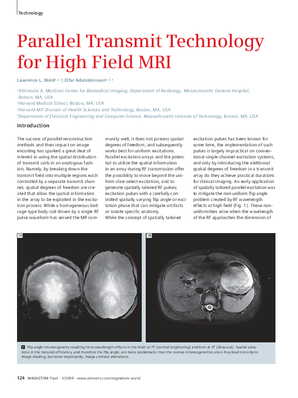 (PDF) Parallel transmit technology for high field MRI
