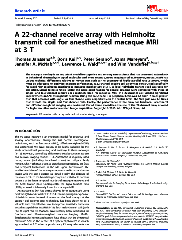 (PDF) A 22-channel receive array with Helmholtz transmit coil for ...