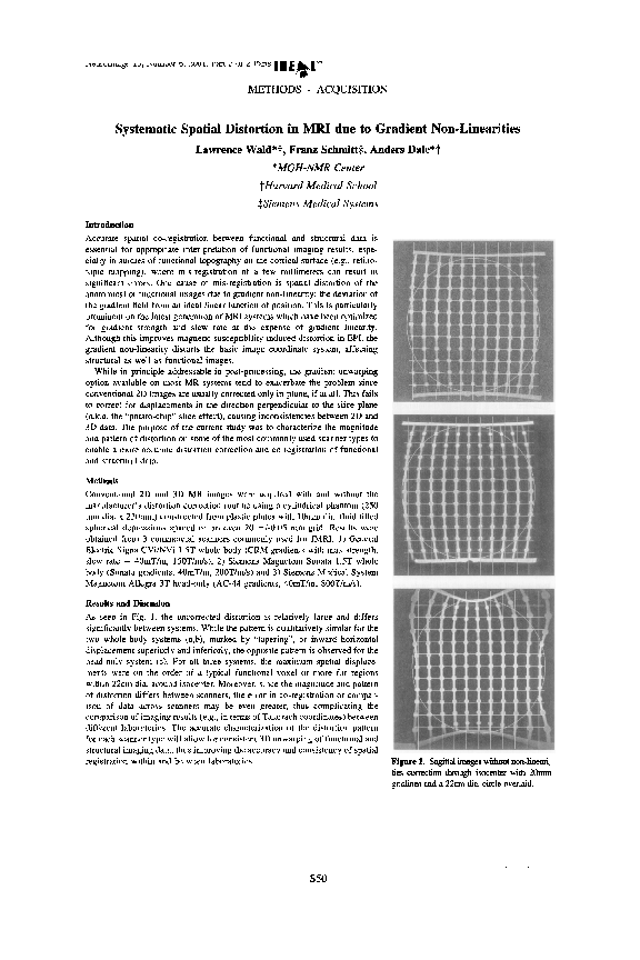(PDF) Systematic spatial distortion in MRI due to gradient non-linearities