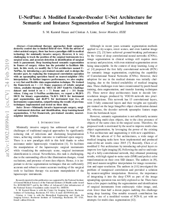 (PDF) U-NetPlus: A Modified Encoder-Decoder U-Net Architecture for Semantic and Instance ...