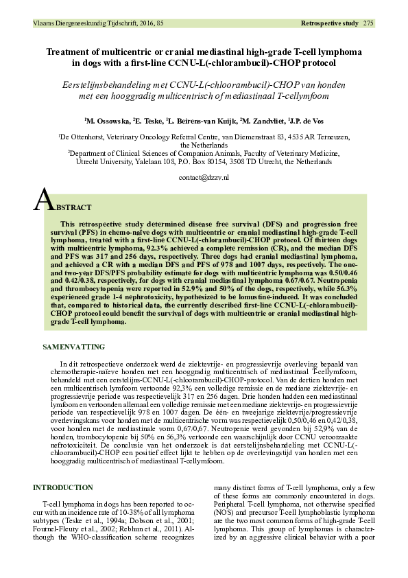 (PDF) Treatment of multicentric or cranial mediastinal high-grade T ...