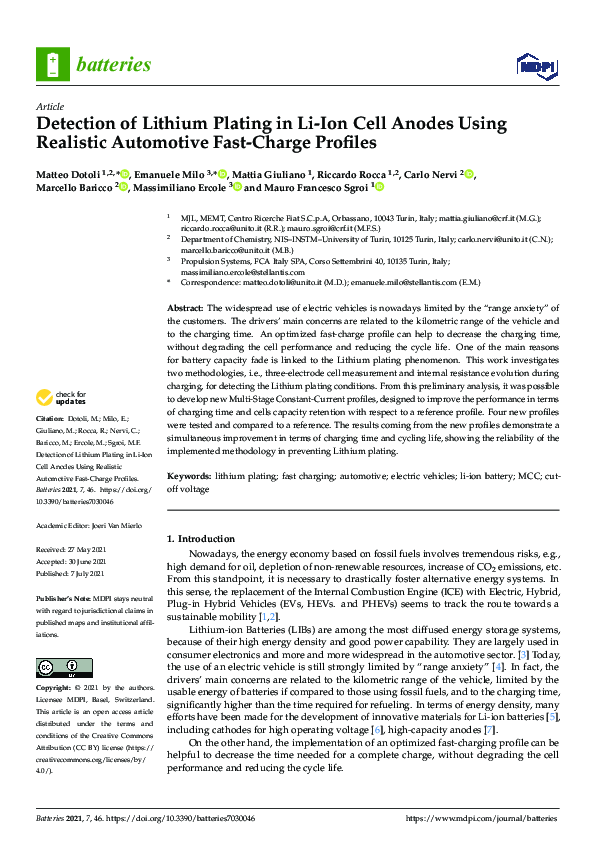 (PDF) Detection of Lithium Plating in Li-Ion Cell Anodes Using Realistic Automotive Fast-Charge ...
