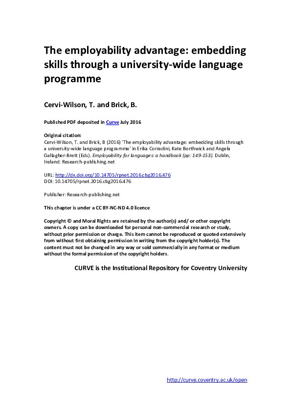 (PDF) The employability advantage: embedding skills through a ...