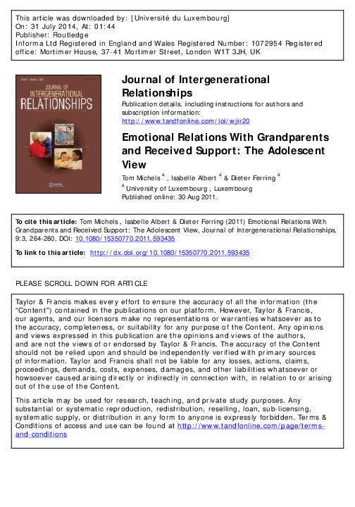 (PDF) Emotional Relations With Grandparents and Received Support: The ...