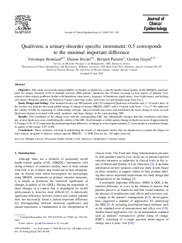 (PDF) Qualiveen, a urinary-disorder specific instrument: 0.5 ...