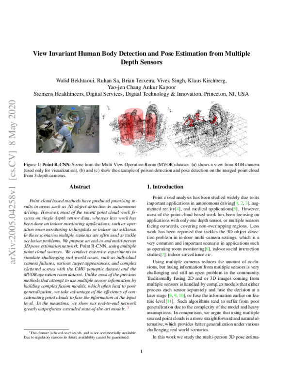 (PDF) View Invariant Human Body Detection and Pose Estimation from Multiple Depth Sensors
