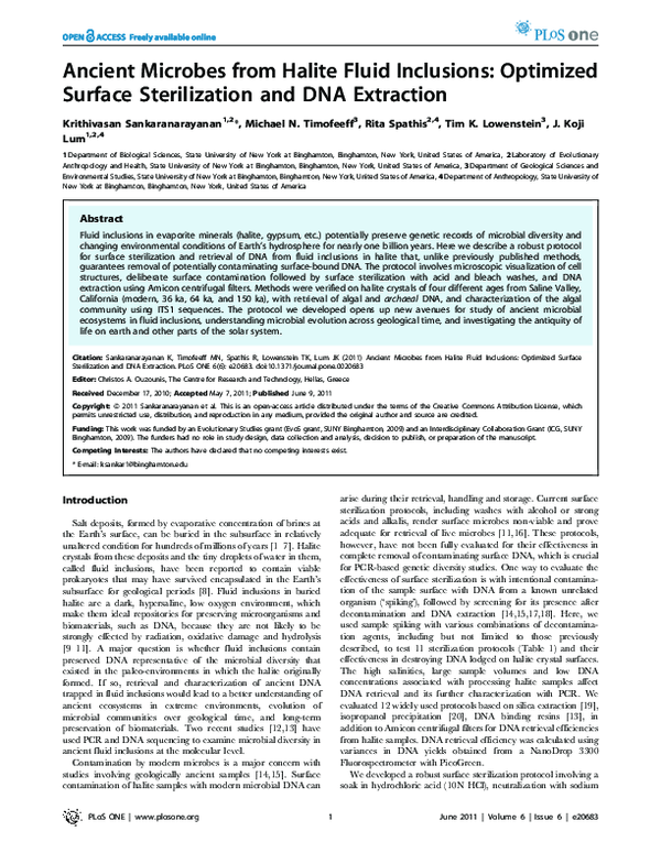 (PDF) Ancient Microbes from Halite Fluid Inclusions: Optimized Surface ...