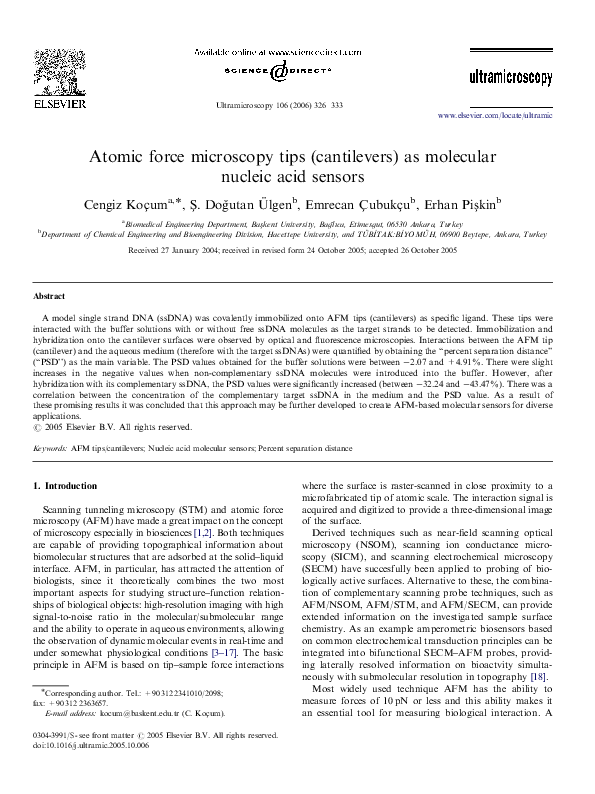 (PDF) Atomic force microscopy tips (cantilevers) as molecular nucleic ...
