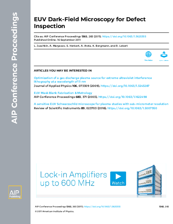 (PDF) EUV Dark-Field Microscopy for Defect Inspection