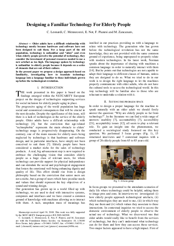 (PDF) Designing a familiar technology for elderly people