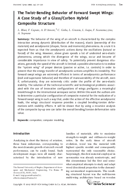 (PDF) The Twist-Bending Behavior of Forward Swept Wings: A Case Study of a Glass/Carbon Hybrid ...