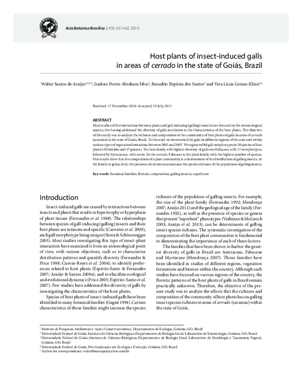 (PDF) Host plants of insect-induced galls in areas of cerrado in the ...