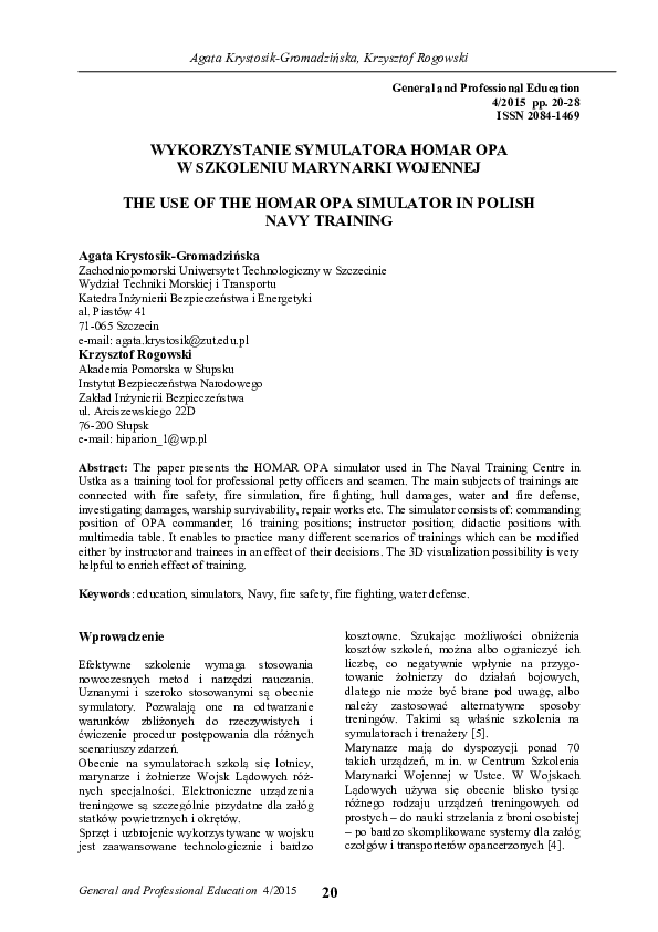 (PDF) The use of the HOMAR OPA simulator in Polish Navy training