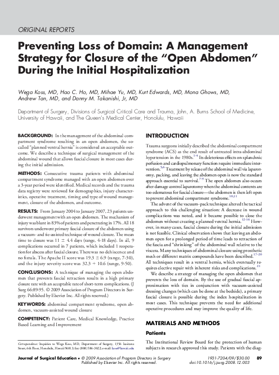 (PDF) Preventing Loss of Domain: A Management Strategy for Closure of ...