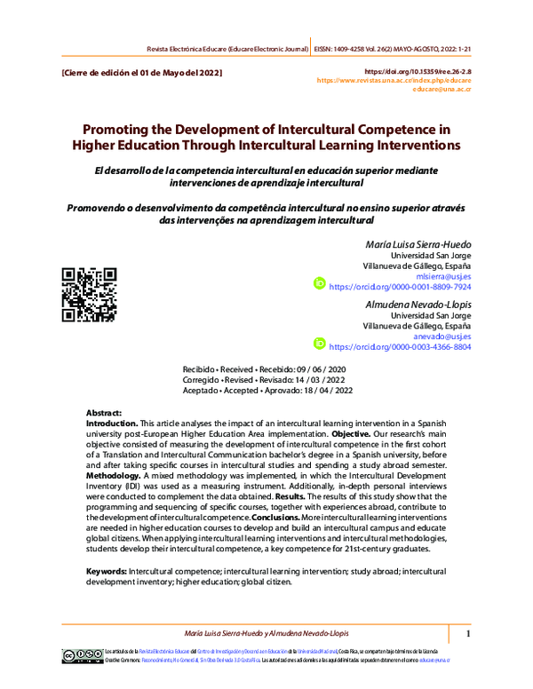 (PDF) Promoting the Development of Intercultural Competence in Higher ...