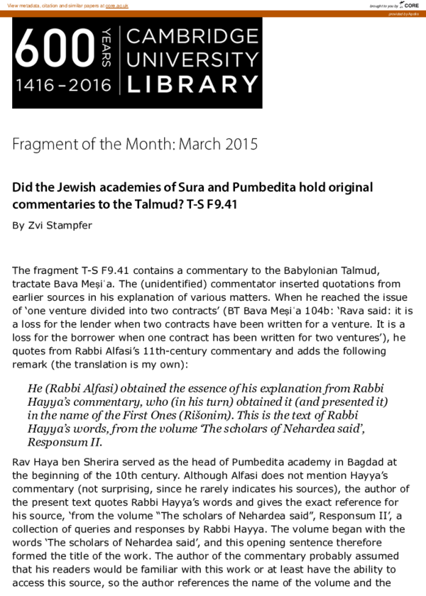 (PDF) Did the Jewish academies of Sura and Pumbedita hold original ...