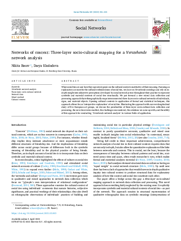 (PDF) Networks of context: Three-layer socio-cultural mapping for a ...