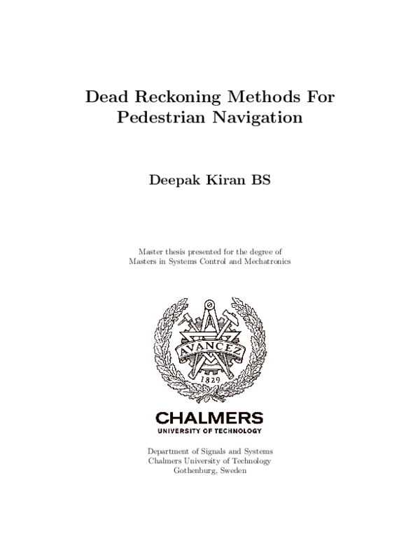(PDF) Dead reckoning methods for pedestrian navigation