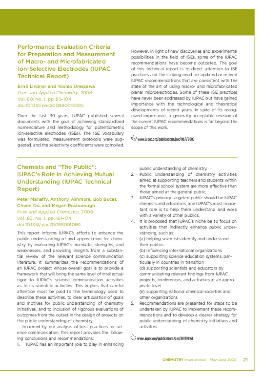 (PDF) Chemists and "the public": IUPAC's role in achieving mutual ...