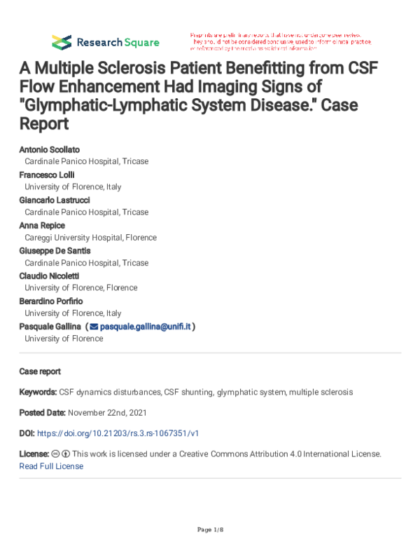 (PDF) A Multiple Sclerosis Patient Benefitting from CSF Flow ...