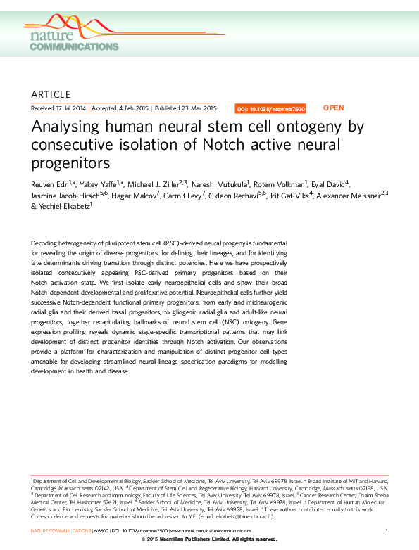 (PDF) Analysing human neural stem cell ontogeny by consecutive ...