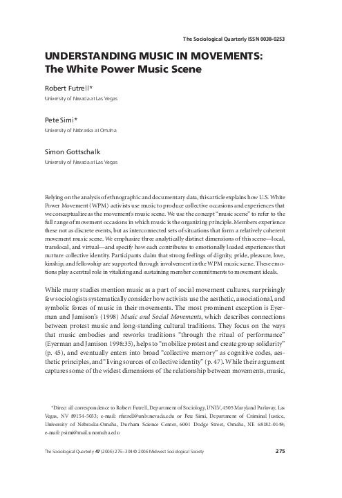 (PDF) WHITE POWER MOVEMENT - Futrell, Robert, Pete Simi and Simon ...