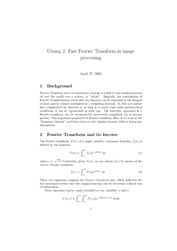 (PDF) An accurate discrete Fourier transform for image processing