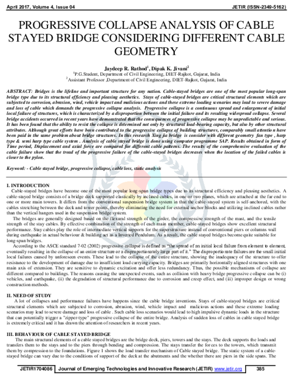 (PDF) Progressive Collapse Analysis of Cable Stayed Bridge considering ...