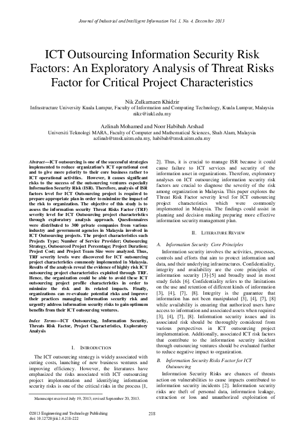 (PDF) ICT Outsourcing Information Security Risk Factors: An Exploratory ...
