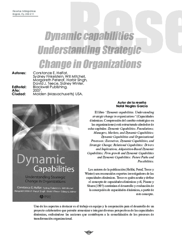 (PDF) Dynamic capabilities understanding strategic change in organizations / Constance E. Helfat ...