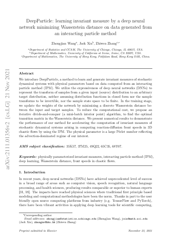 (PDF) DeepParticle: Learning Invariant Measure by a Deep Neural Network Minimizing Wasserstein ...